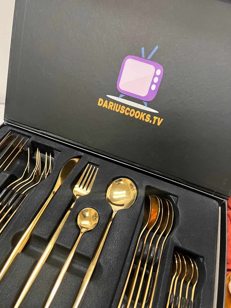 24 Piece Gold Flatware – DariusCooks